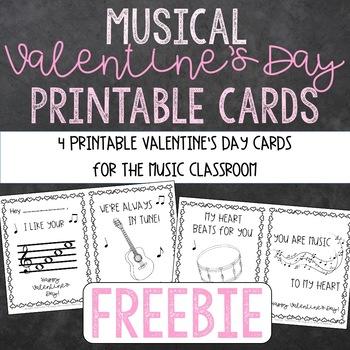 Musical Valentine's Day Printable Cards FREEBIE - Teach From The Stage