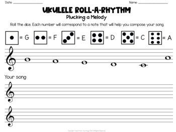 Ukulele Roll-A-Song Music Centre Composition Task FREEBIE - Teach From ...