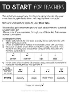 Rhythm Composing Using Picture Books FREEBIE - Teach From The Stage