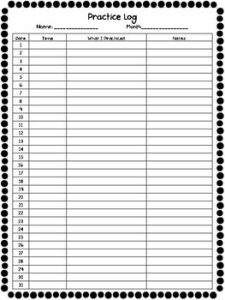Music Practice Log - Teach From The Stage