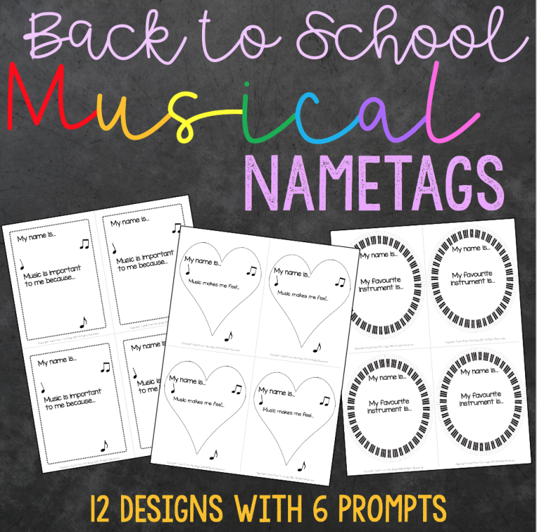 Back To School Music Name Tags - Teach From The Stage