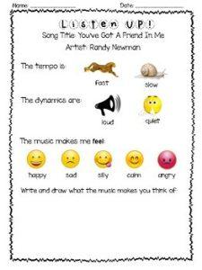Music Listening Worksheets for Lower Elementary - Printable & Distance ...