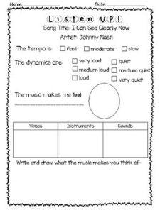 Music Listening Worksheets for Lower Elementary - Printable & Distance ...