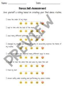 General Dance Rubric and Student Self-Assessment - Teach From The Stage