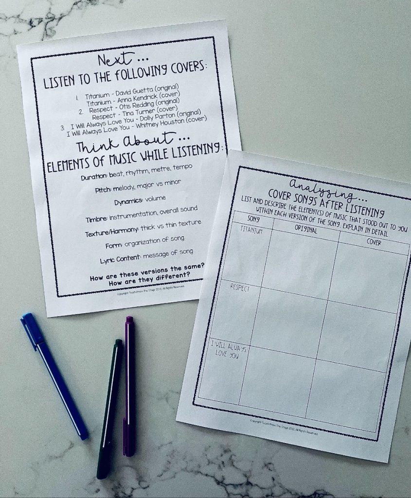 Music Listening Activities: Cover Song Comparison