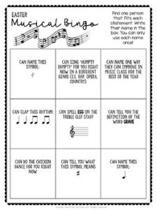 Musical Bingo Card - Easter - Teach From The Stage