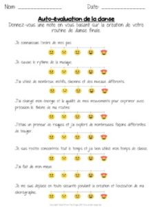 General Dance Rubric and Student Self-Assessment FRENCH VERSION - Teach ...