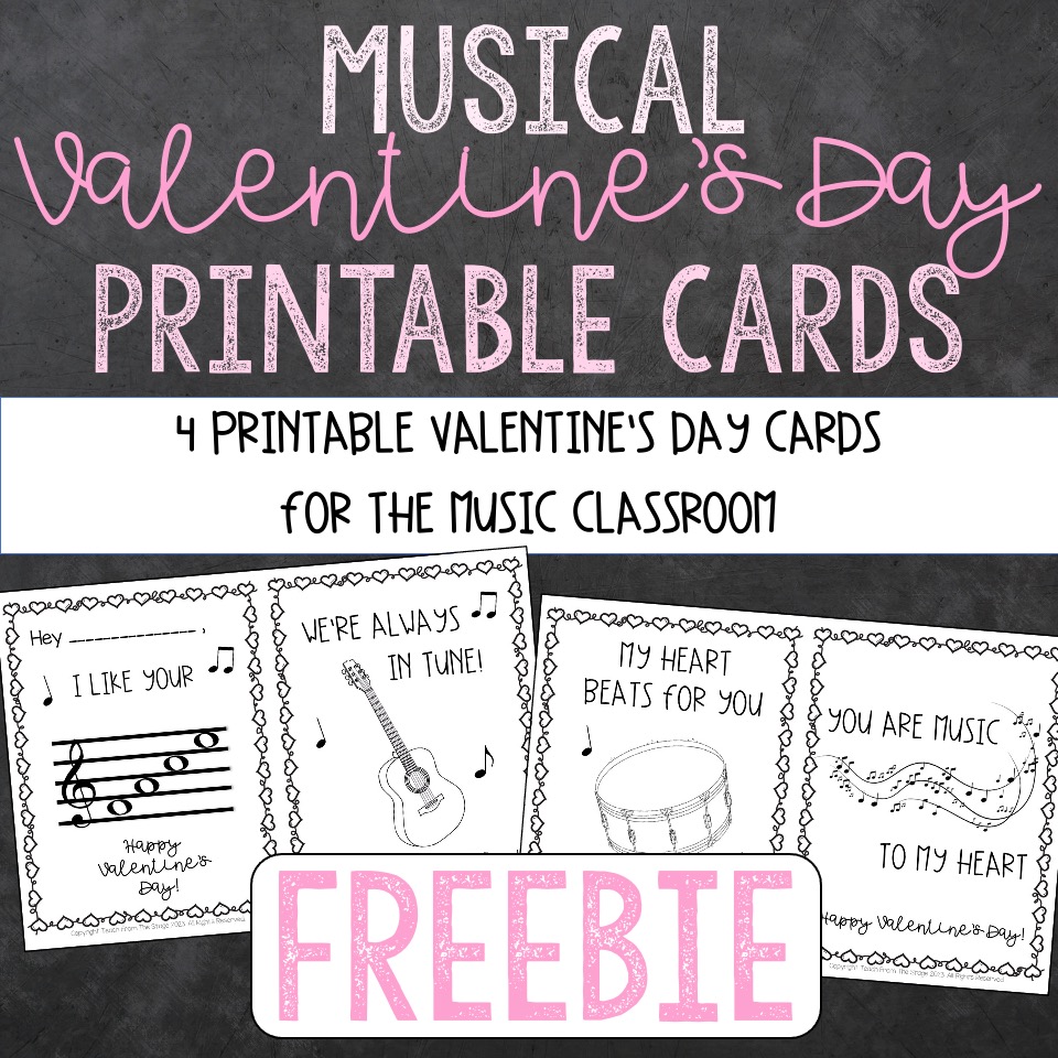 Free Printable Music-Themed Valentine’s Day Cards
